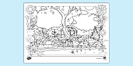 Watering the Plants Colouring Page (teacher made) - Twinkl