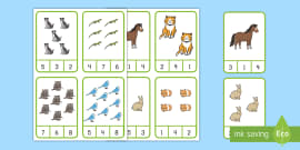 Numbers Matching 1-10 Task Box Cards