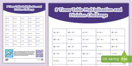 👉 4 Times Table Multiplication and Division Worksheet