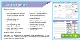 Year Five Dictation Passage and Sentences Assessment Pack