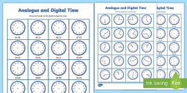 Analogue to Digital Clock Labels (teacher made)