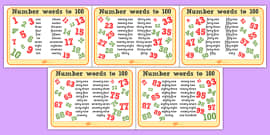 Numbers 0-100 Matching Words and Digits Worksheet / Activity
