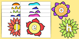 Tricky Words on Multicoloured Flowers - tricky words, flowers