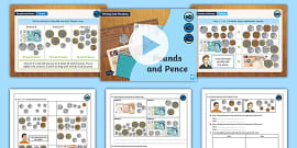 Using Pounds and Pence Worksheet - Pence to Pounds - Twinkl