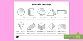 Shape Names | 3D Shapes Worksheet | Primary Resources
