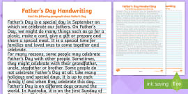 Father's Day Year 2 Handwriting Practice Worksheets - Twinkl