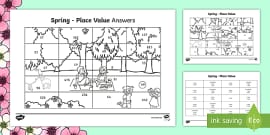 Spring-Themed Place Value Colouring Assessment Sheet Assessment Sheet