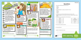 KS1 All About Healthy Eating Reading Comprehension Activity