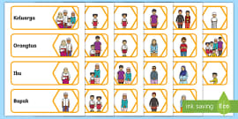 My Family Word Cards Indonesian English (teacher made)