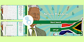 Nelson Mandela Word Search (Ages 5 - 7) (teacher made)
