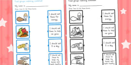 Food Group Matching Activity Worksheet - Health Resource - Twinkl
