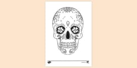 FREE! - Skull Colouring Sheet - Primary Resources - Twinkl
