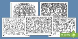 FREE! - Sebastian Name Simple Colouring Activity Sheets