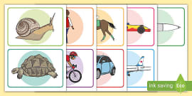 Faster and Slower Worksheet (teacher made) - Twinkl