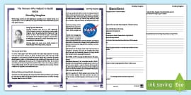 KS1 The Women Who Have Helped Build NASA Reading Activity