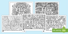 Ellie Name Simple Colouring Activity Sheets
