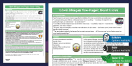 Edwin Morgan One-Pager: Trio (Teacher-Made) - Twinkl