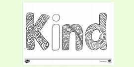 World Kindness Day Colouring Page - Kind Words - Twinkl
