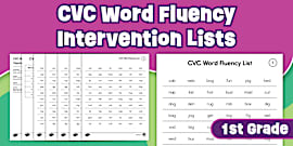 First Grade CVCe Word Fluency Intervention Lists