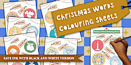 Christmas Vocabulary Shadows Worksheet Spanish