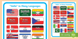 Hello in Multiple Languages Flag Bunting (teacher made)