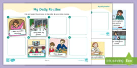 My Daily Routine Worksheet (teacher made) - Twinkl