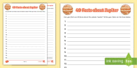 Jupiter Facts Worksheet (teacher made) - Twinkl