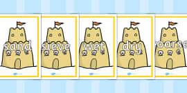 Sand Area Display Words - Sand area, sand play, sand, sand