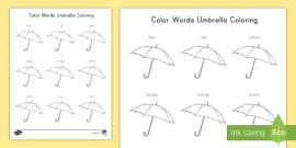 Color the Umbrella Activity - Color Words - Twinkl