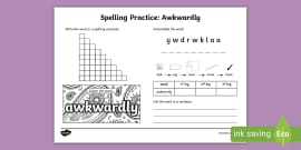 Library Spelling Practice Worksheet (teacher made) - Twinkl