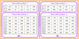 Phase 2 Letter Progression Set s a t p Phoneme Roll and Read Mat