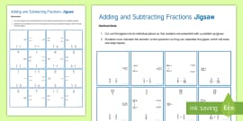 FREE! - Adding and Subtracting Fractions Matching Activity