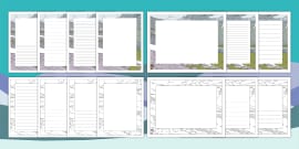 Blank and Lined Journal Writing Pages - Taiga Biome Border
