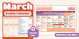 March Events Calendar 2026 - Twinkl