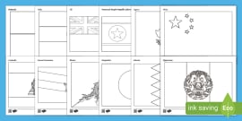 United Nations Coloring: Flags of Asia-Pacific Countries | Grades 2 - 6