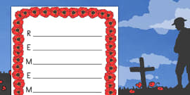 Lest We Forget Poem Colouring Page