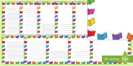 Books Page Borders - writing, literacy, border, book, frames