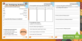 ESL Thanksgiving Around The World Reading Comprehension