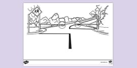 FREE! - Busy Pedestrian Crossing Colouring Sheet - Twinkl