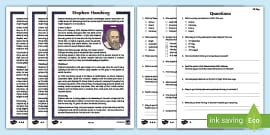 Helen Keller Differentiated Reading Comprehension Activity