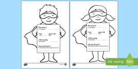 All About Me Kids Superhero Bio Template - Writing Activity