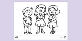 FREE! - Parent and School Child Colouring Sheet | Twinkl