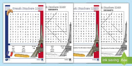 French Word Search - Colours - Les Couleurs - KS1 and KS2