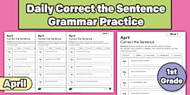 April Daily Correct the Sentence Grammar Practice
