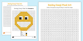 Emoticon Pixel Art Template (teacher made) - Twinkl