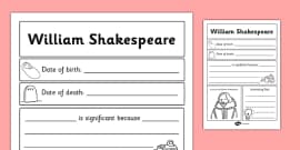 KS1 Shakespeare Fact File (teacher made)