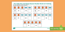 5 Little Men in a Flying Saucer Colouring Pages