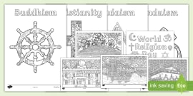 World Religion Day Colouring Sheets (teacher made) - Twinkl