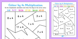 Colour by 3s Multiplication Activity Worksheet - Twinkl