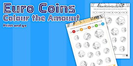 Teaching Money Euro Coins Worksheet - 1st/2nd Class